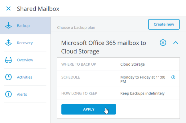 Archive Office 365 mailboxes with online backup