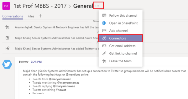 Office 365 Connectors for Microsoft Teams l SherWeb